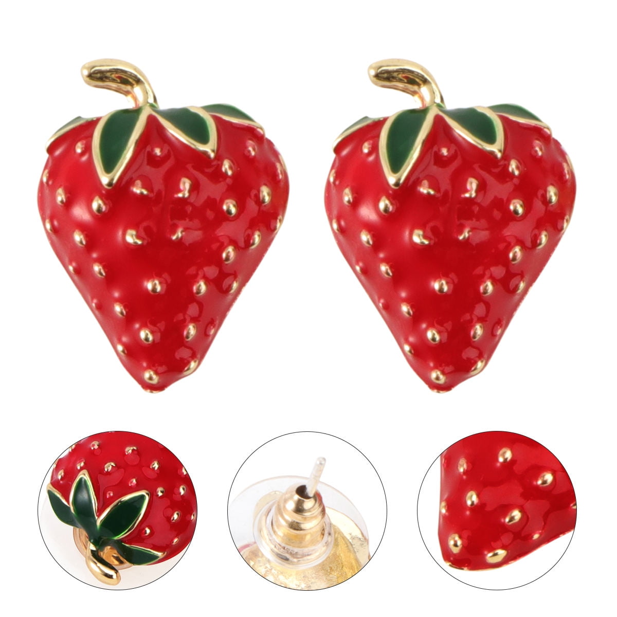 MLINS 2 Pcs Coral Strawberries Strawberry Stud Earrings Special Occasion - Walmart.com