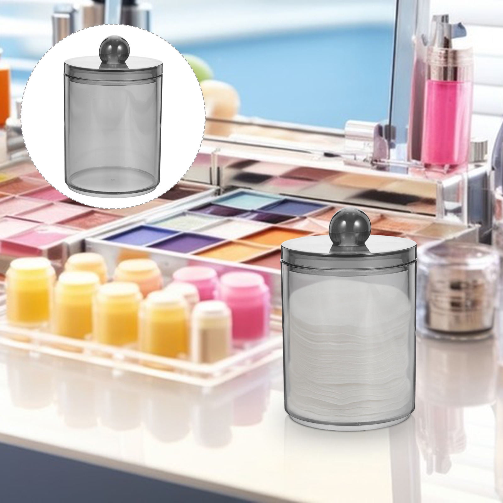 MLINS 2 Pcs Cotton Swab Container Storage Jars Organizer Size Holders ...