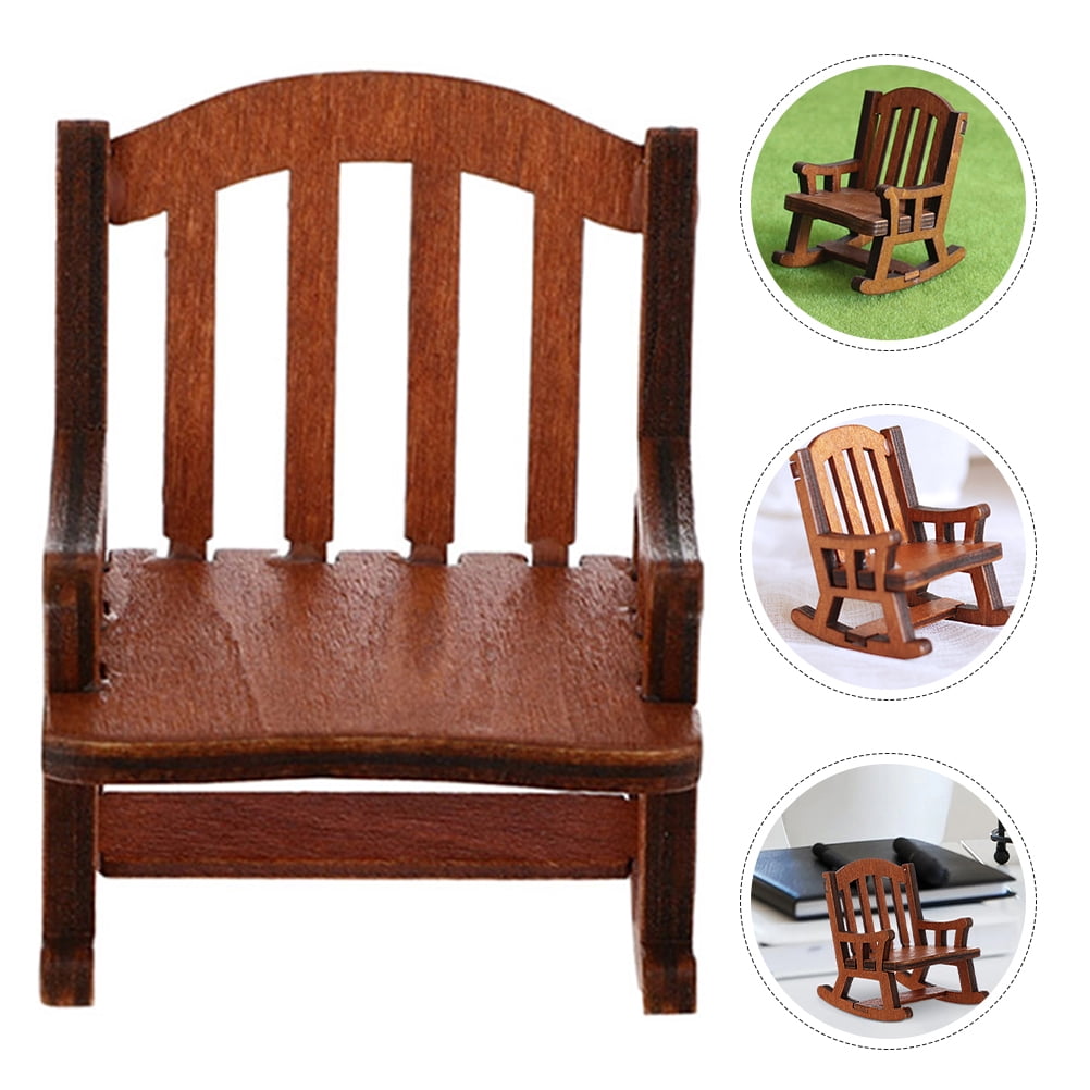 MLINS 2 Pcs Doll Wooden Rocking Chair Model .00X5.50X5.50CM Coffee ...
