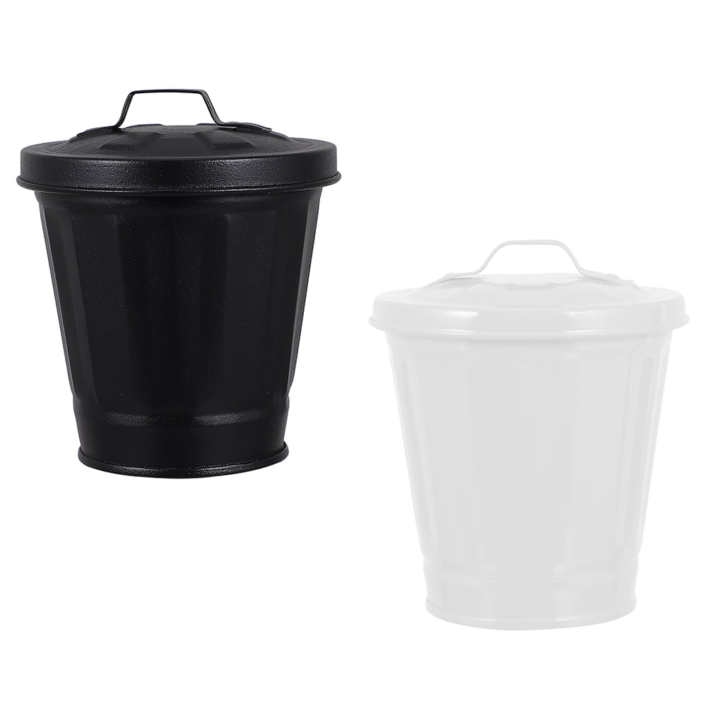 MLINS 2 Pcs Garbage Can Pot Wastebasket Car Trash Bin with Lid Trashcan ...
