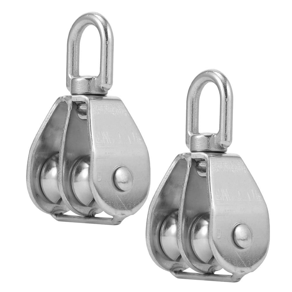 MLINS HOMEMAXS 2pcs Stainless Steel Double Pulley Block Heavy Duty Wire Rope Gym Equipment ...