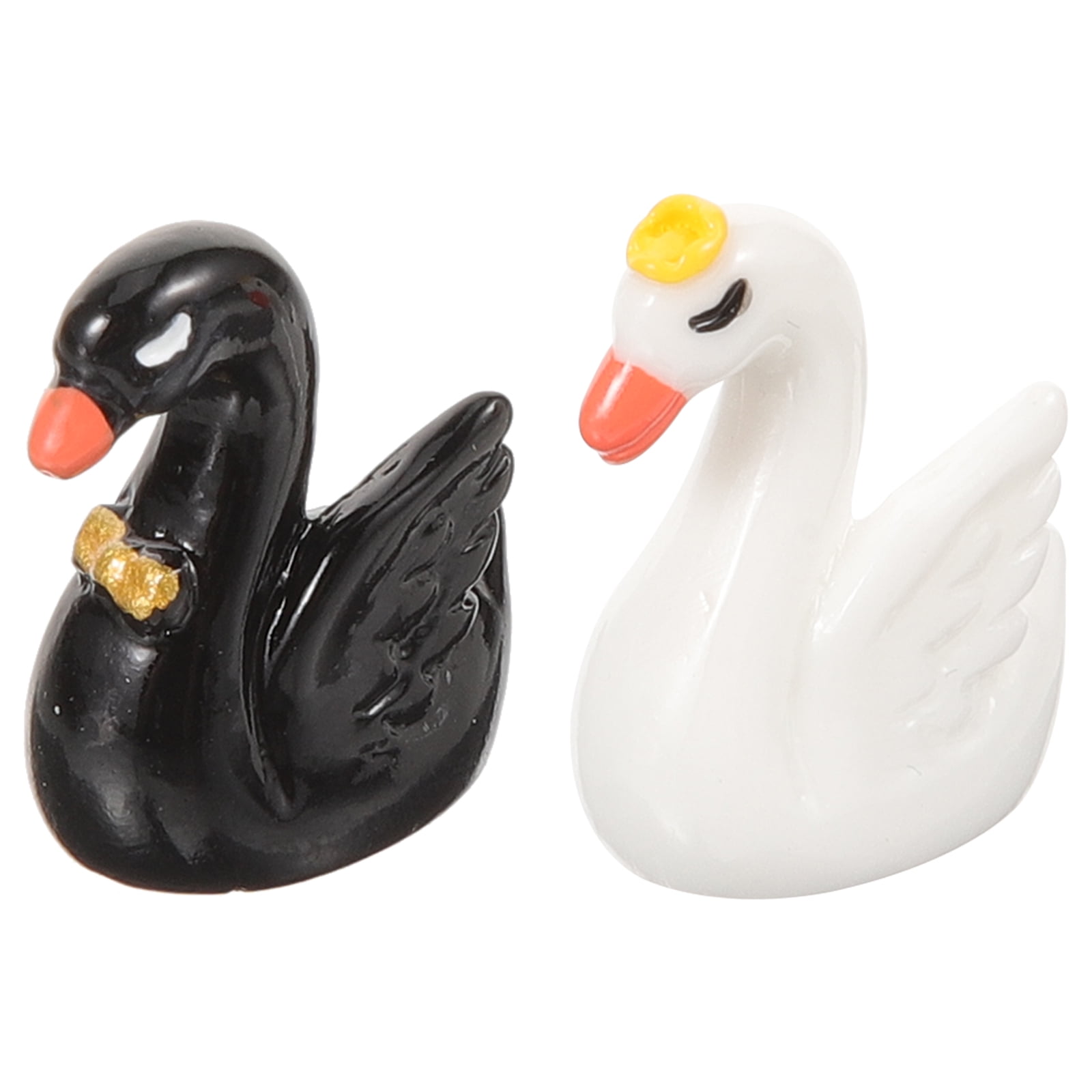 MLINS 2 Pcs Mini Swan Model Black and White Miniature Statue Garden ...