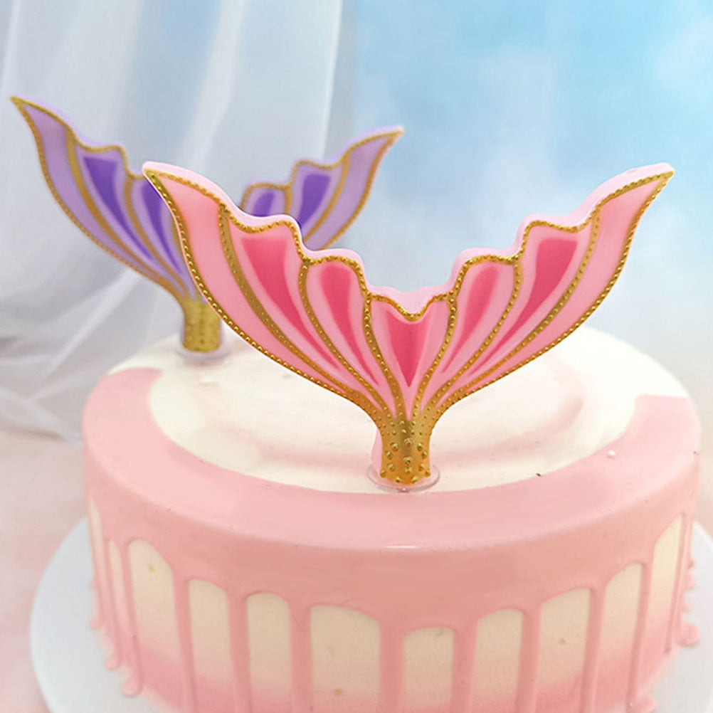 MLINS 2 Pcs Party Birthday Cake Mermaid Tail Card Cake Topper 12.5X8CM ...