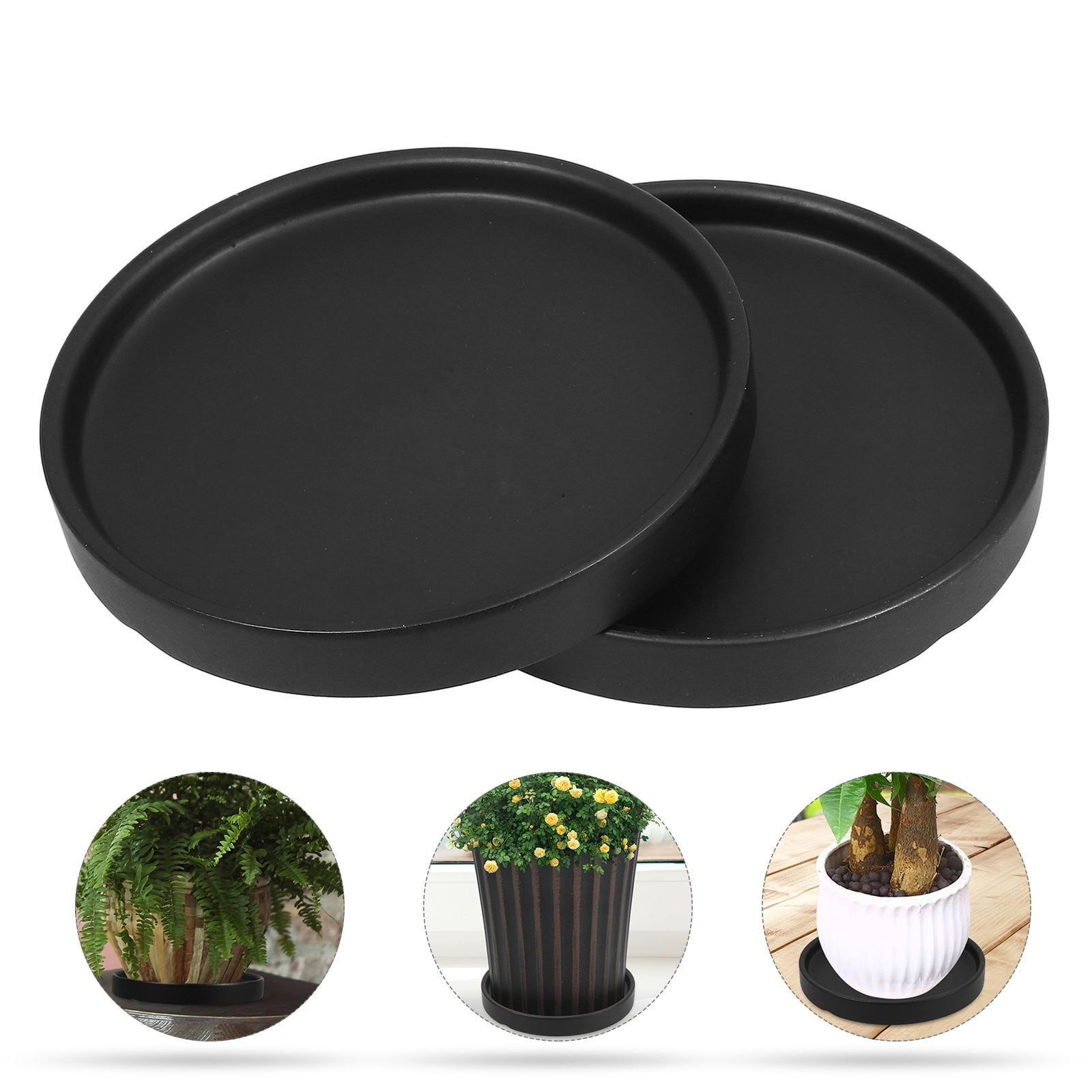 MLINS 2 Pcs Pot Saucer Flower Tray Black Plant Stable Base for Plants ...