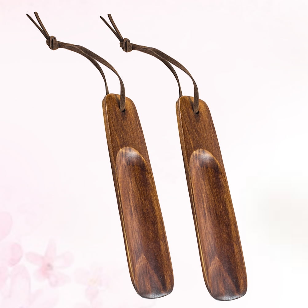 MLINS Brown Wooden Shoe Horn Tool Lightweight Ergonomic Design for Home ...