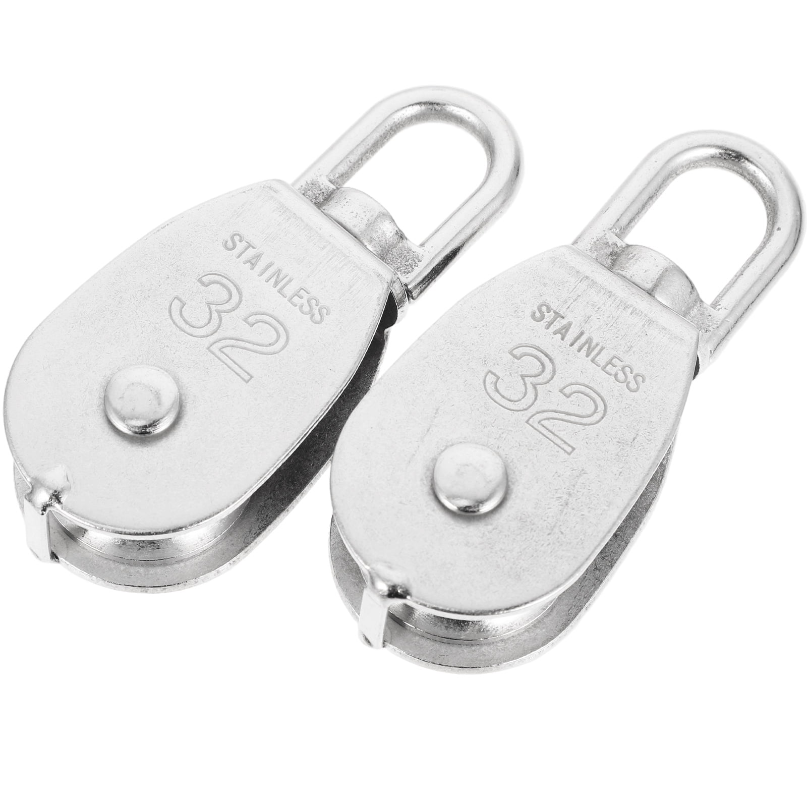MLINS 2 Pcs Wire Towing Wheels Micro Single Pulley Hoist Pullers Silver ...