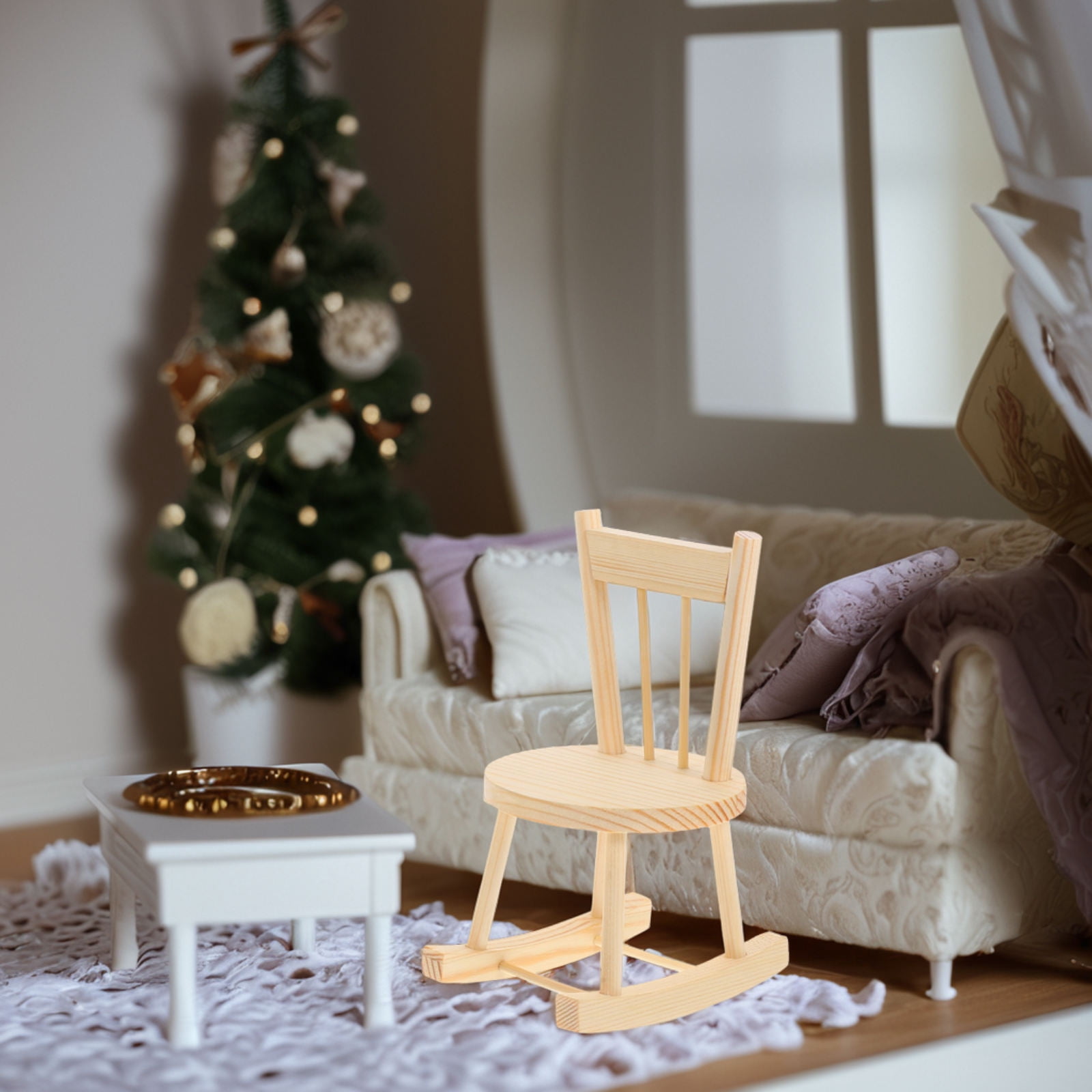 MLINS Wooden Horse Rocking Chair for Home Beige DIY Assembly Dual ...