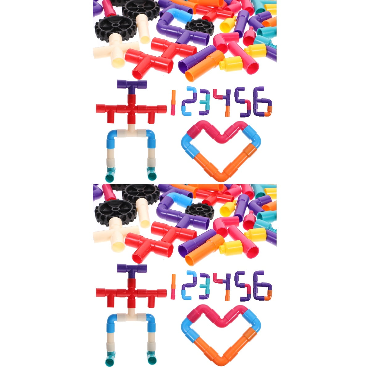 MLINS 2 Sets Building Block Interlocking Educational Building Block ...