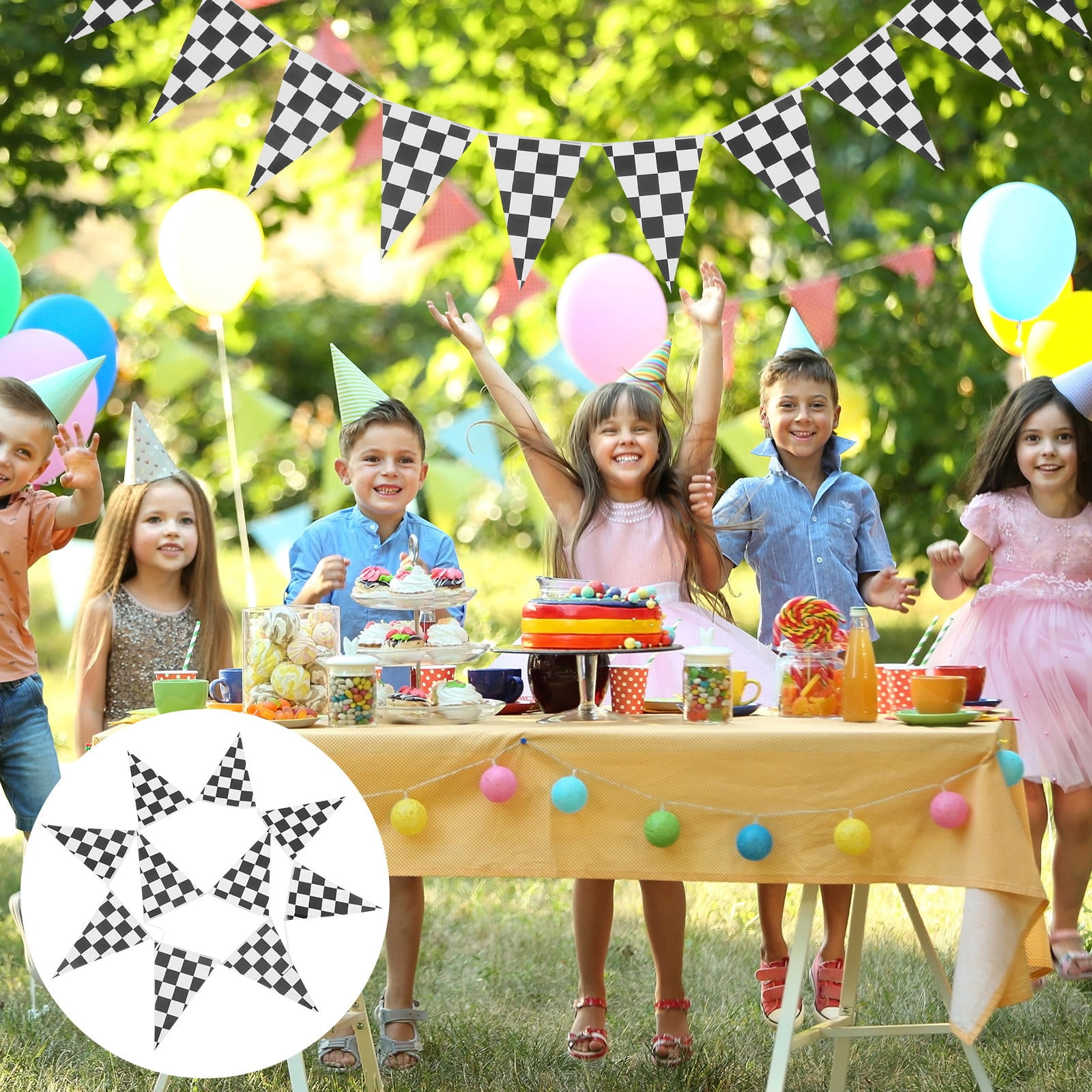 MLINS 2 Sets Checkered Pennant Banner Racing Flag Party Flag Banner ...