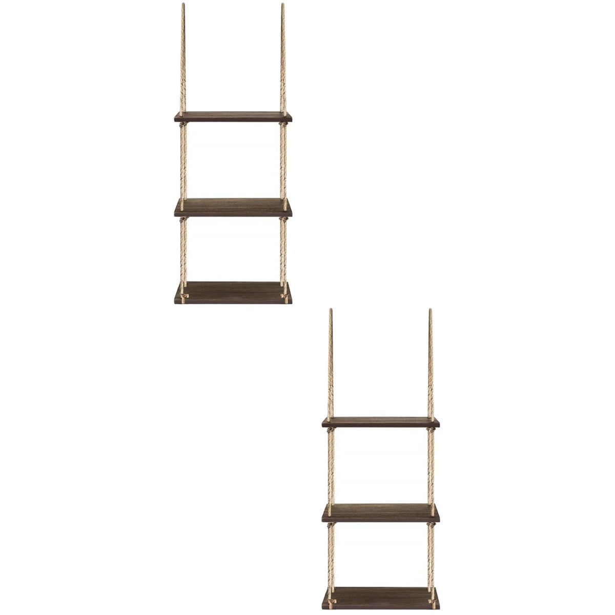 MLINS 2 Sets DIY Hanging Shelves 3 Tier Antique Wooden Floating Hanging ...