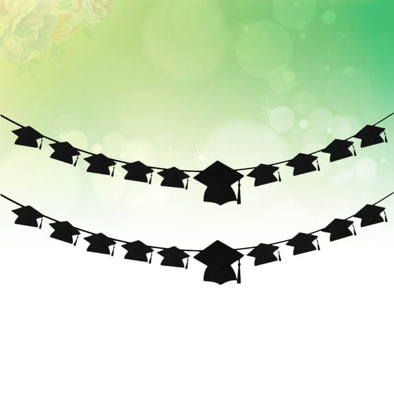 DINHEAROM Fabric Graduation Banner Black for Photo Backdrop 2 Sets 79 x ...