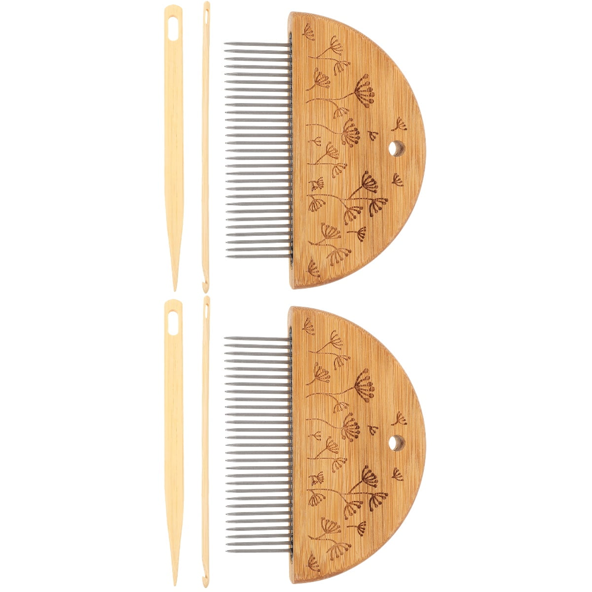 MLINS 2 Sets Loom Comb Set Wooden Weaving Crochet Tool Set Weaving for ...