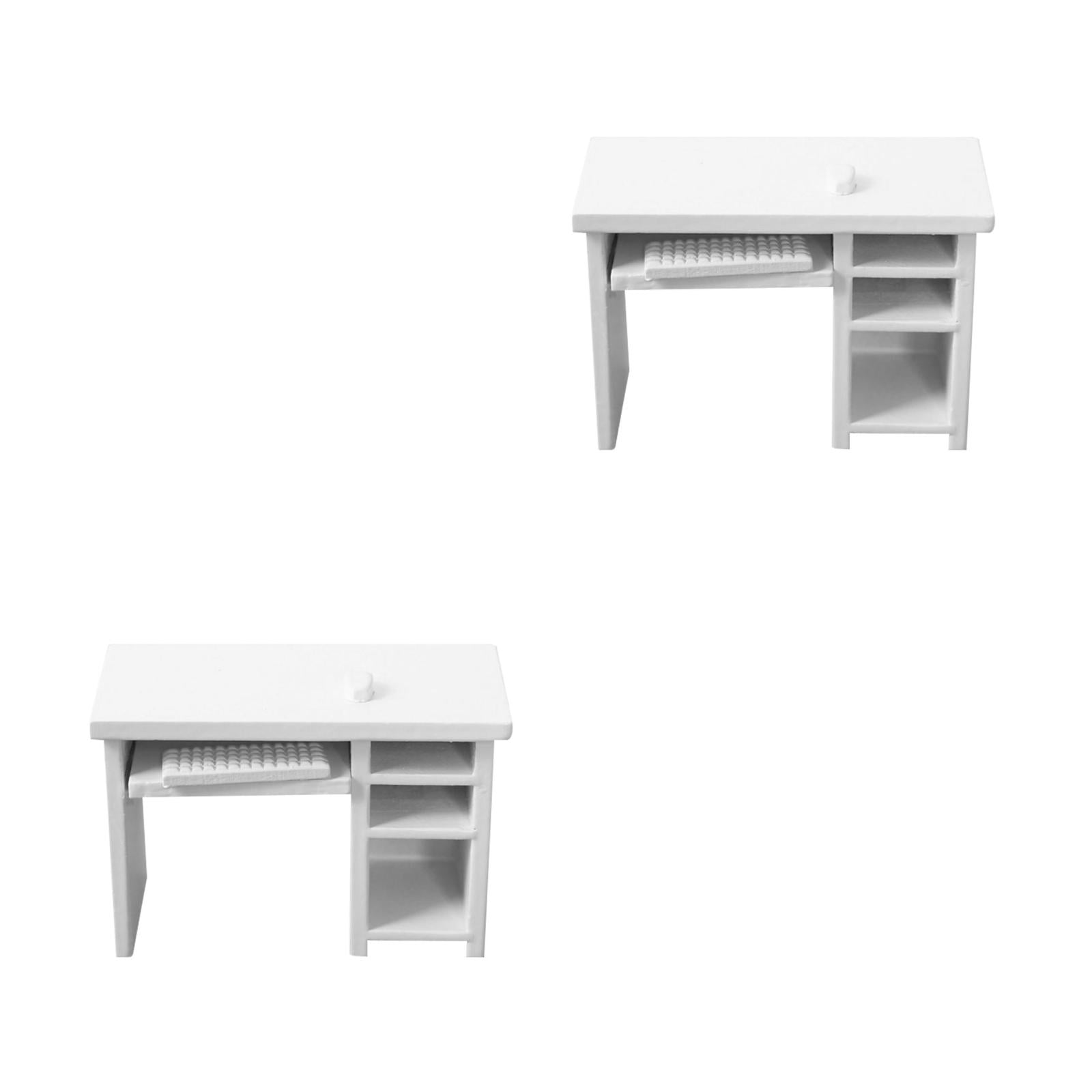 MLINS 2 Sets Miniature Computer Desk Office Table Model For Dollhouse ...
