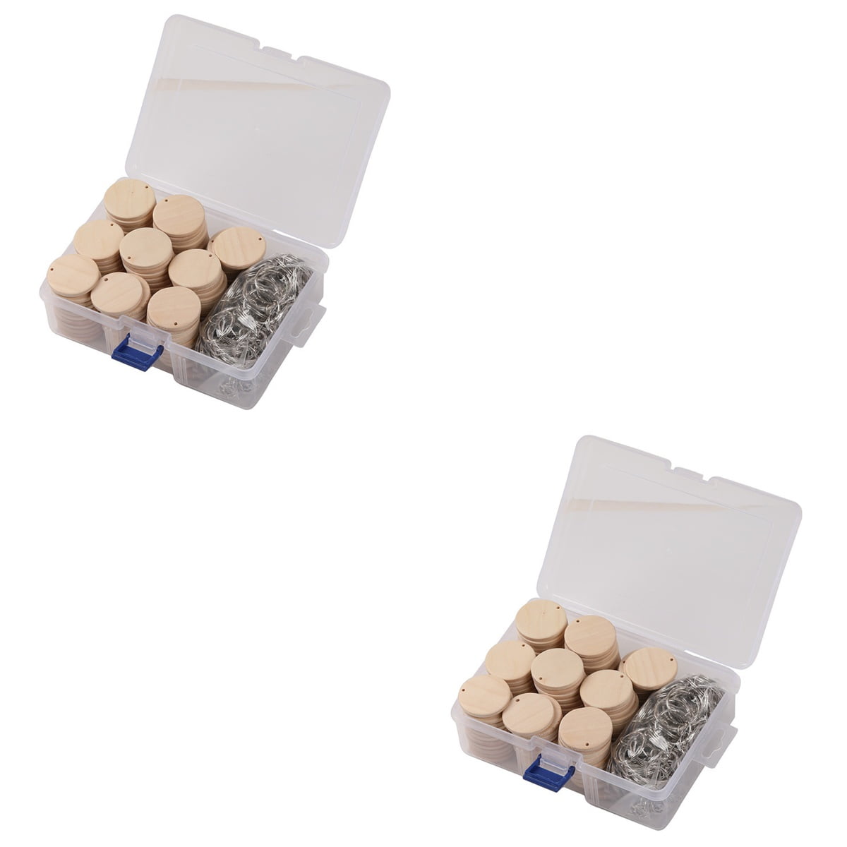 MLINS 2 Sets Wooden Circle with Keychain Unfinished DIY Perforated ...