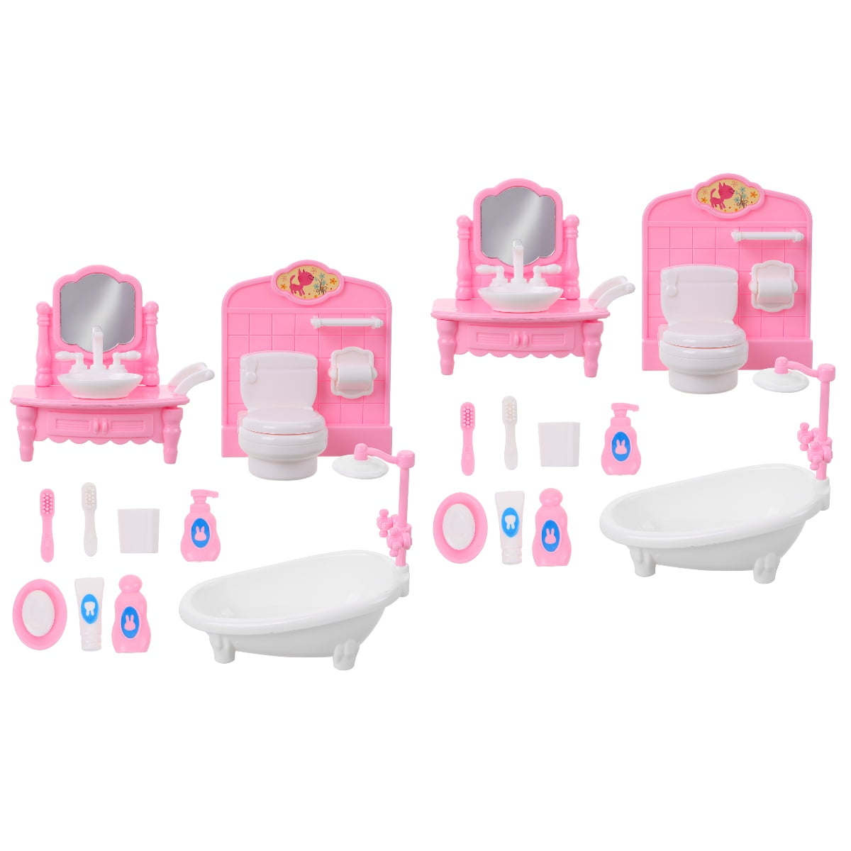 MLINS 2 Sets of Dollhouse Bathroom Furniture Model Small Bathtub Toilet ...