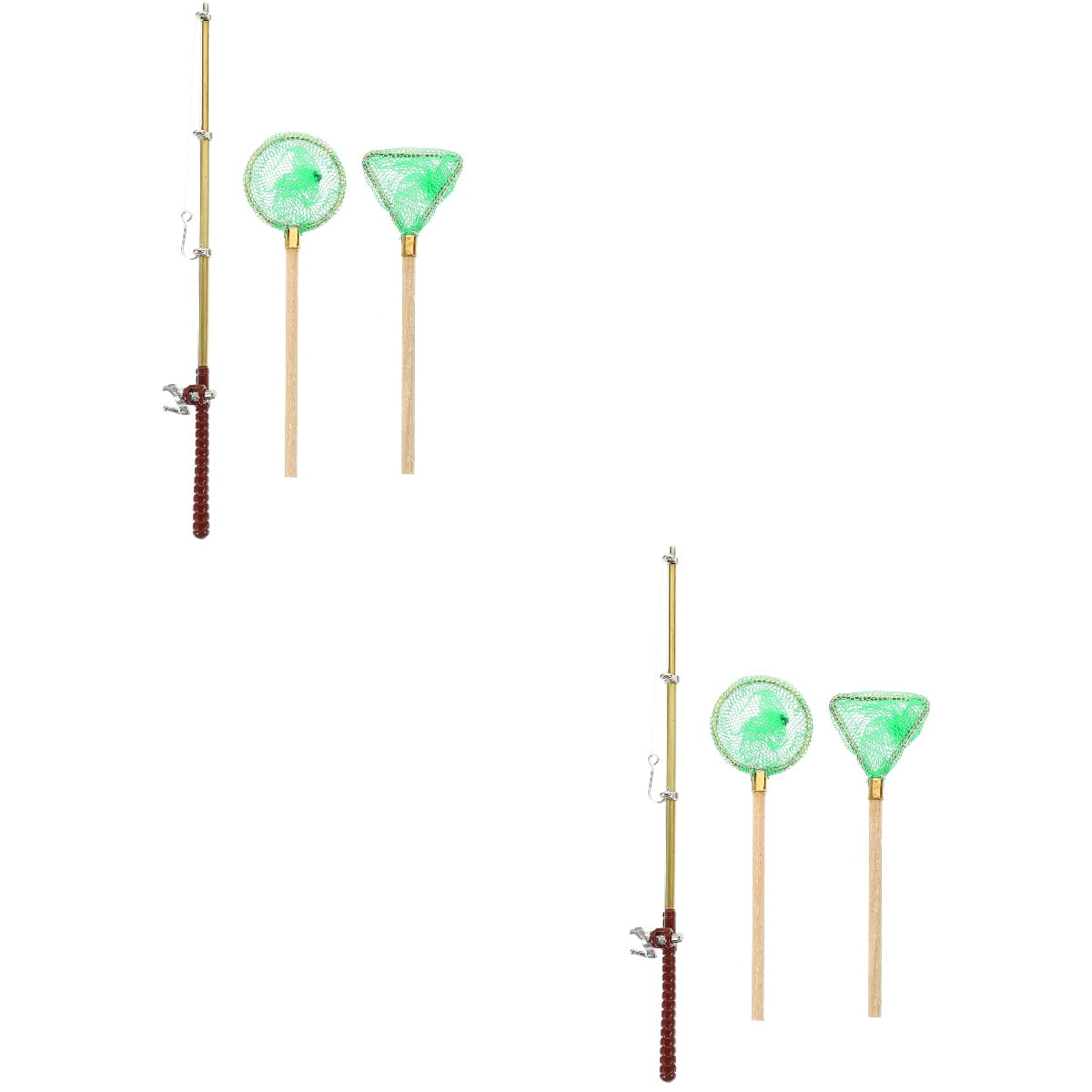 MLINS 2 Sets of Miniature Fishing Net Fishing Rod Model Decorative Mini ...