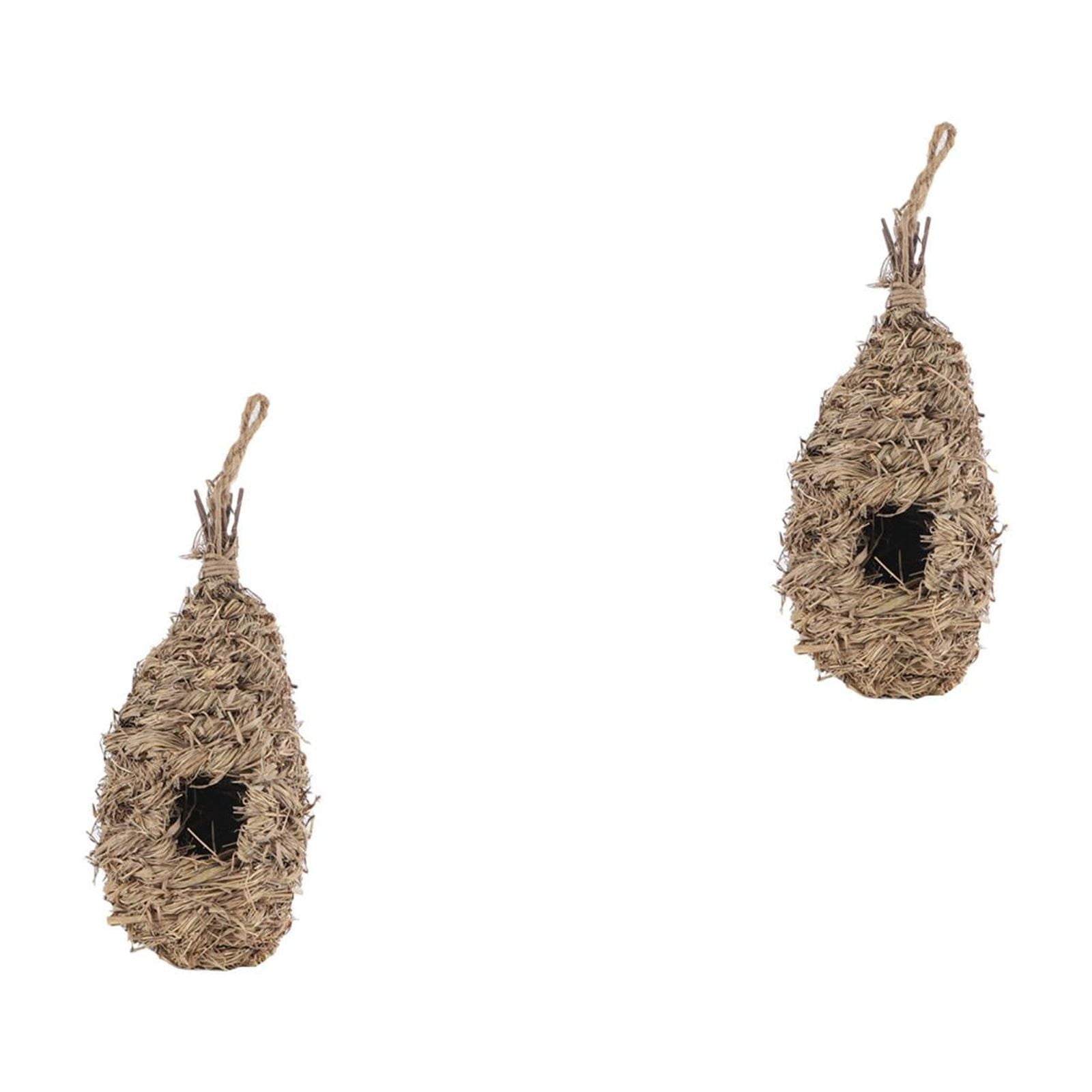 MLINS 2 pcs Handmade Straw Woven Nest Decorative Bird Nest Oval Shaped ...