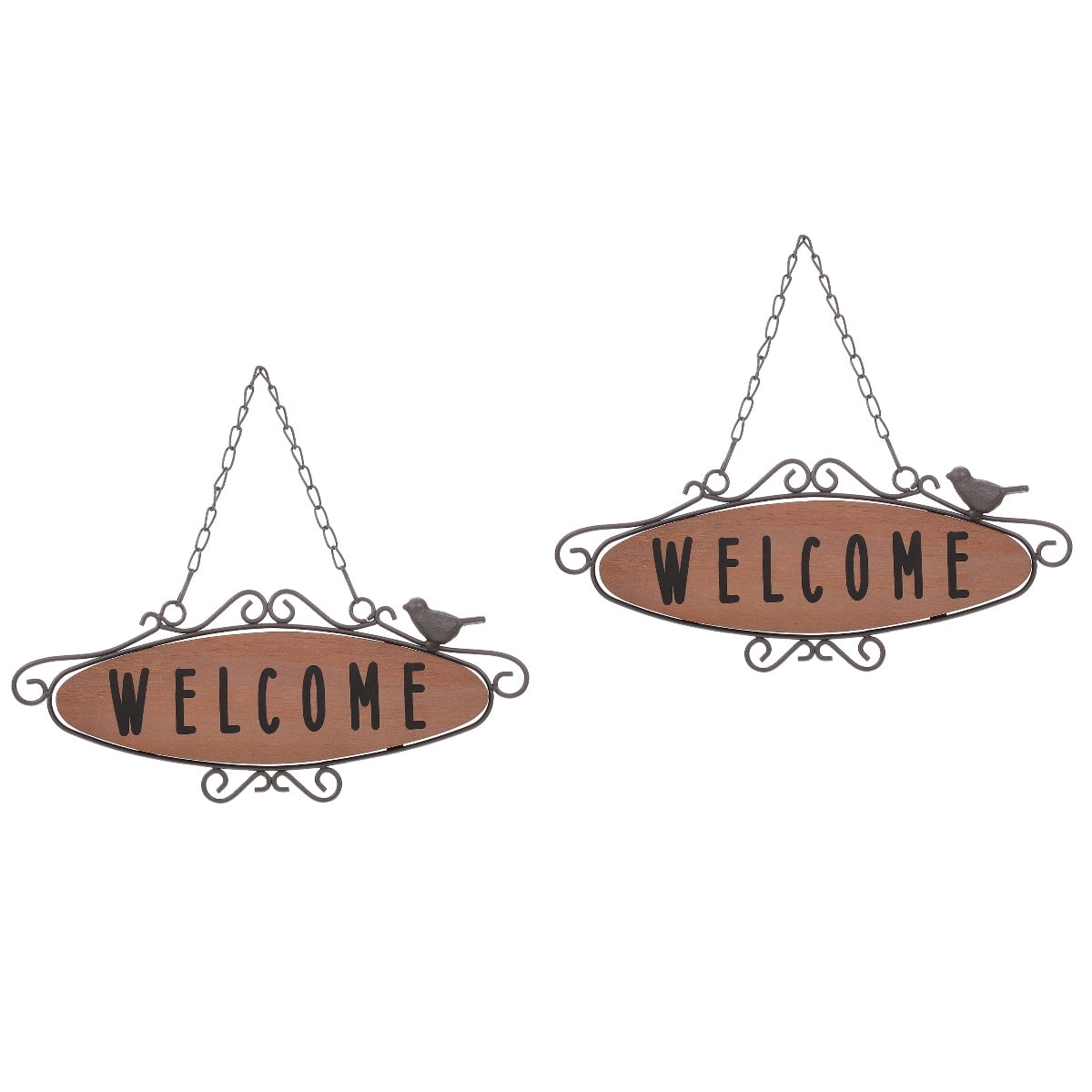 MLINS 2 pcs Welcome Door Sign Wooden Iron Home Decoration Hanging Board ...