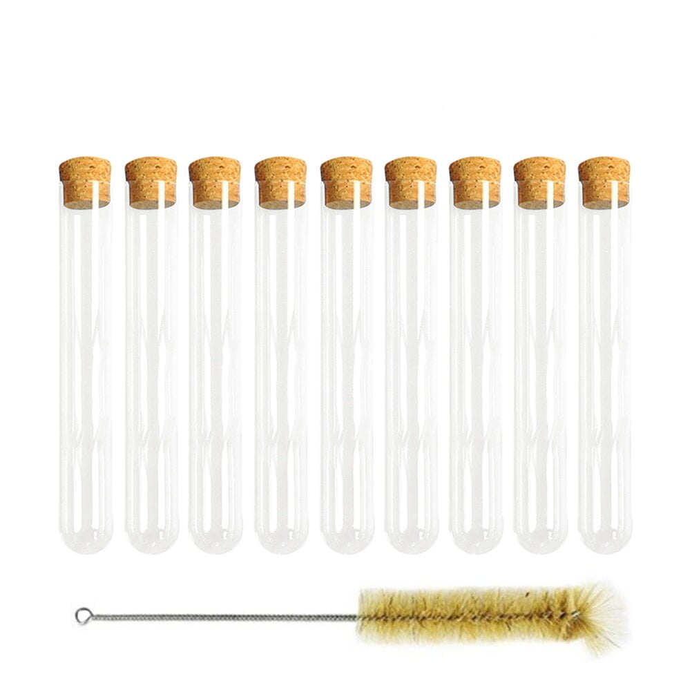 MLINS 20 PCS Glass Clear Test Tubes with Cork Stoppers and Brush for ...