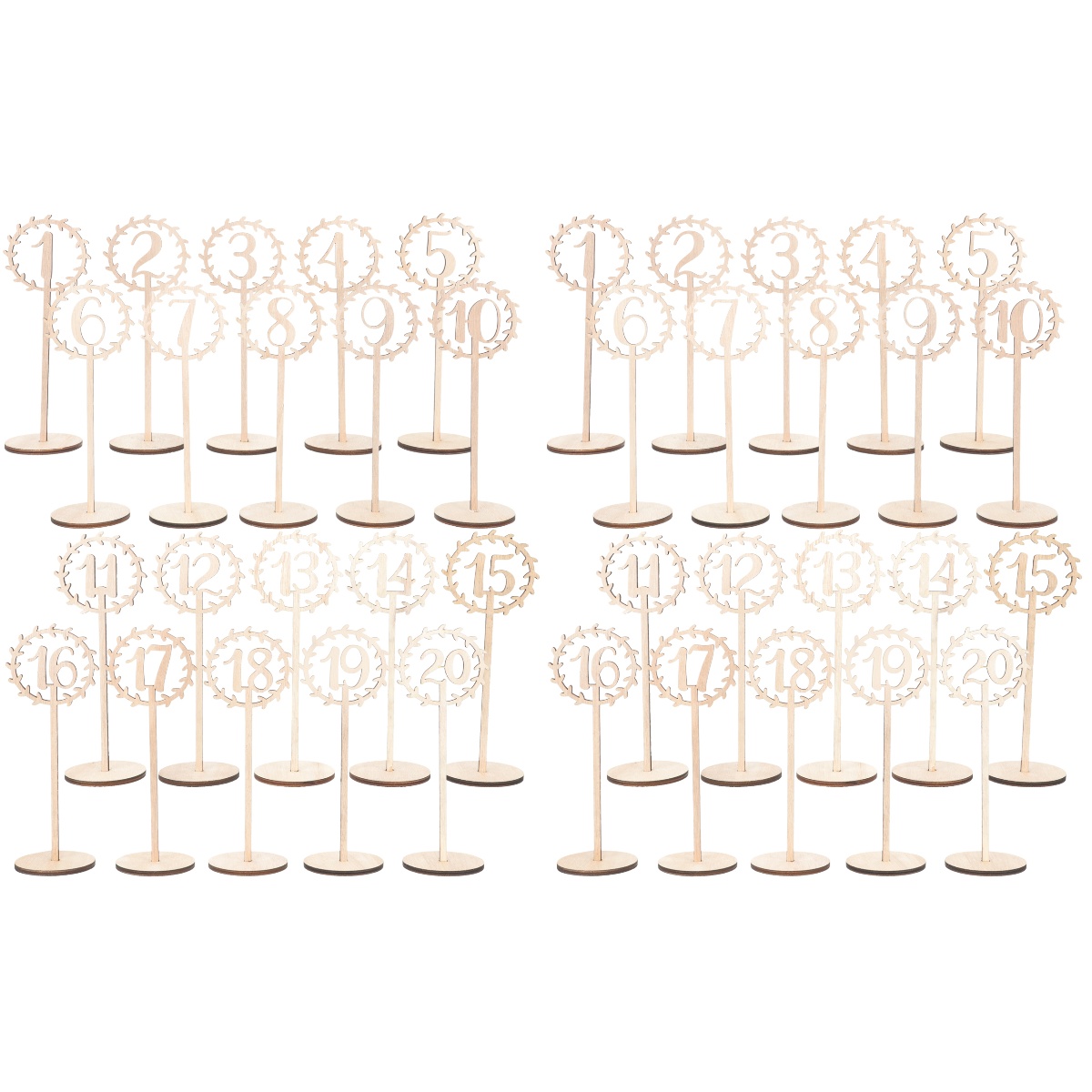 MLINS 20 Packs Wedding Table Numbers Wood Table Number Sign Standing ...