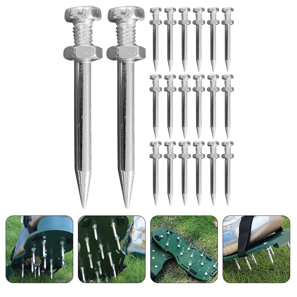 MLINS 20 Pcs Aerator Shoe Spikes Peg Supplies Tool Lawn Stake Silver ...