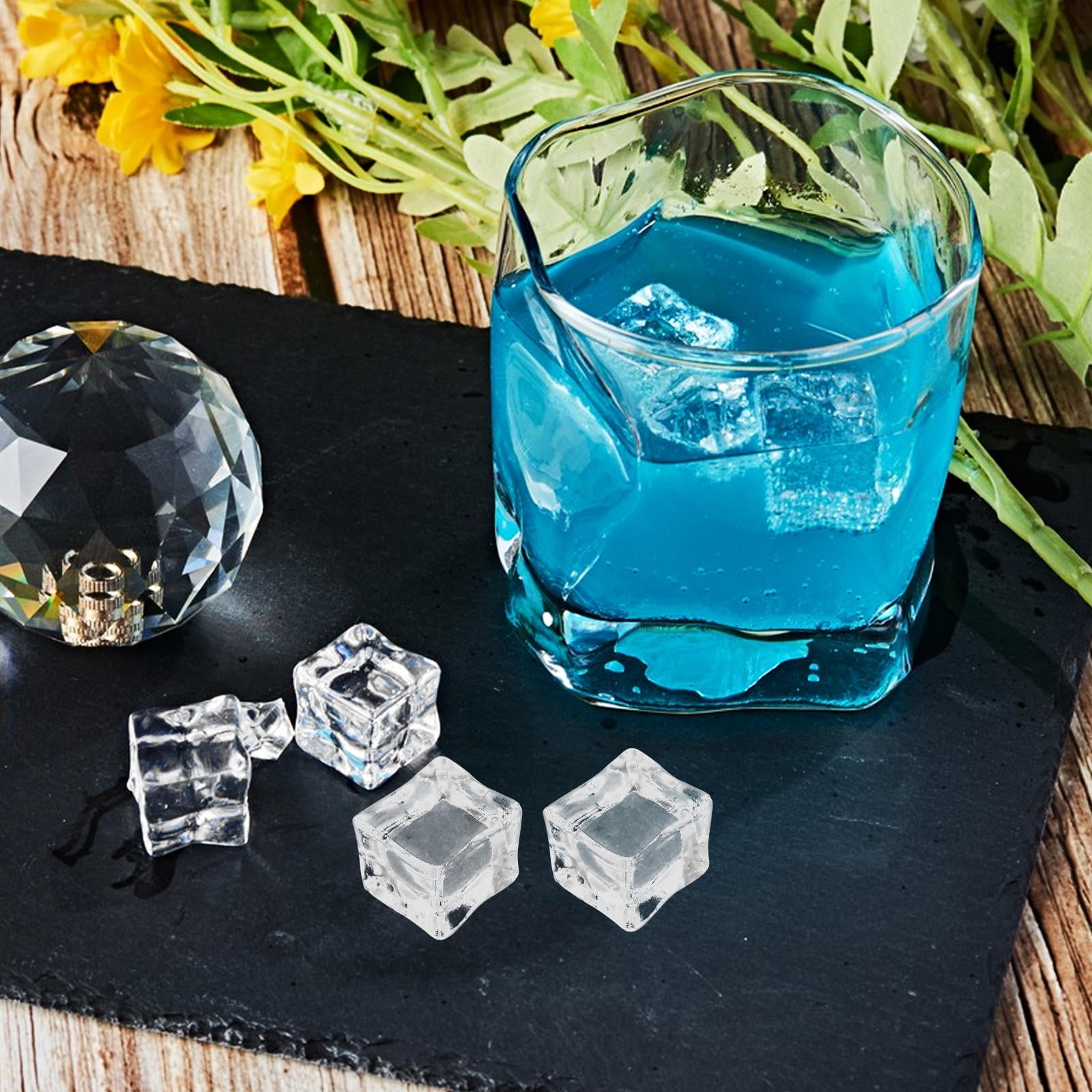 MLINS 20 Pcs Fake Ice Rocks Acrylic Ice Cubes Crystals Fake Diamonds ...