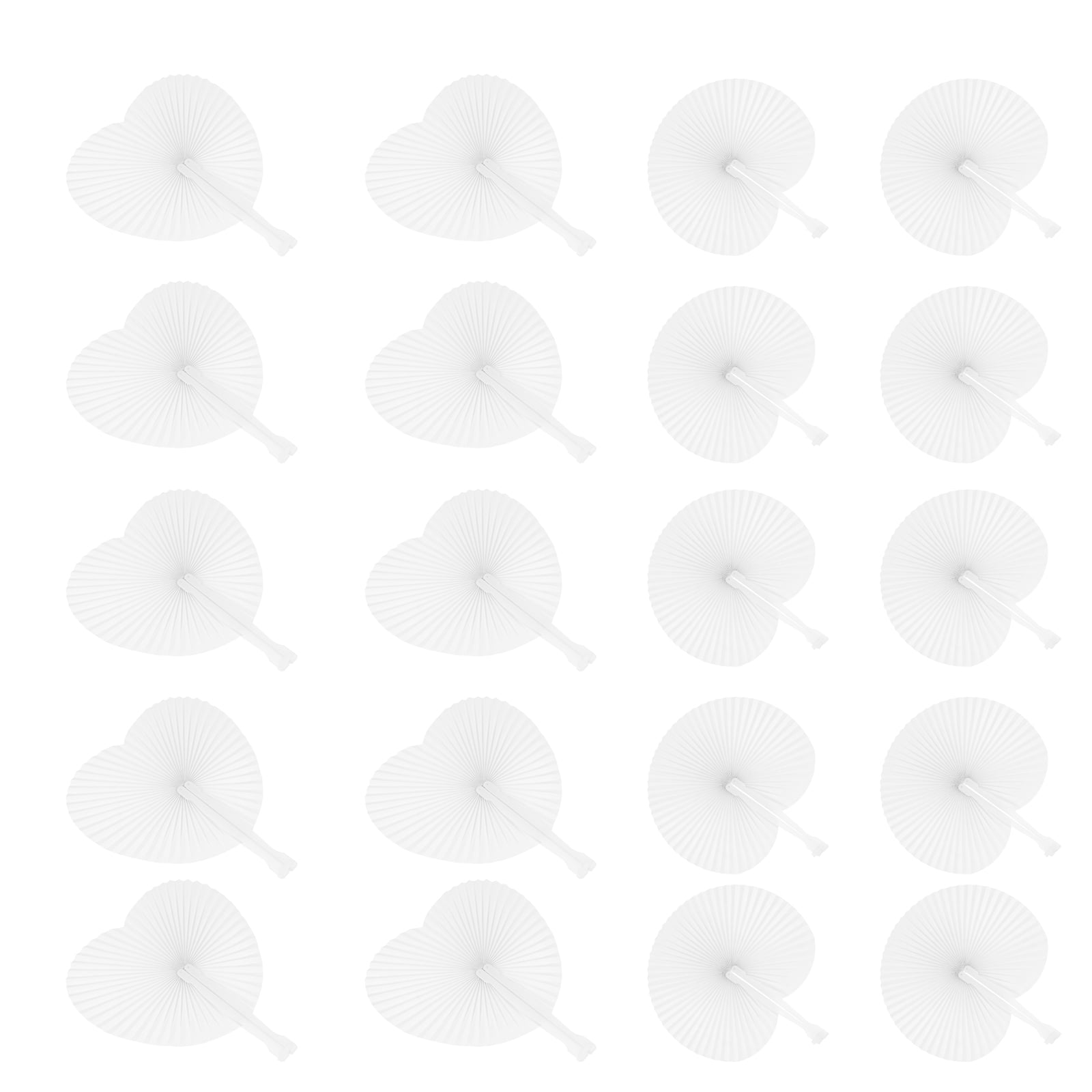 MLINS 20 Pcs Heart Shaped Paper Fans Folding Holders Folded Blank White ...