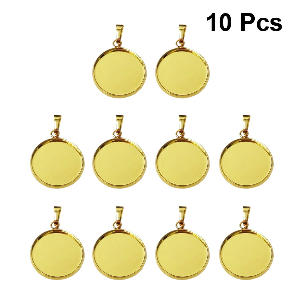 MLINS 20 Pcs Jewelry Making Pendant Tray Stainless Steel Round Trays ...