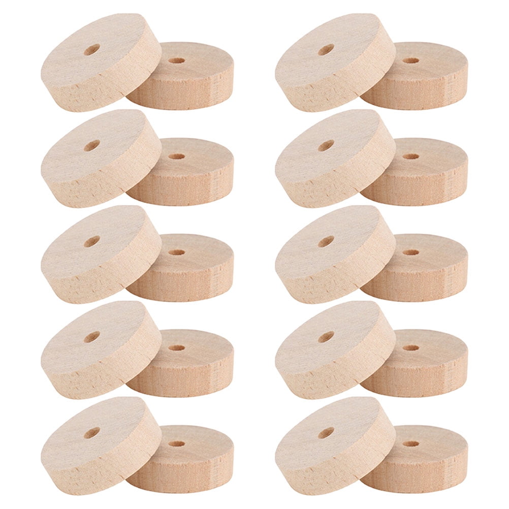 MLINS 20 Pcs Mini Wood Wheels Unfinshed Wooden Wheels Craft Wooden ...