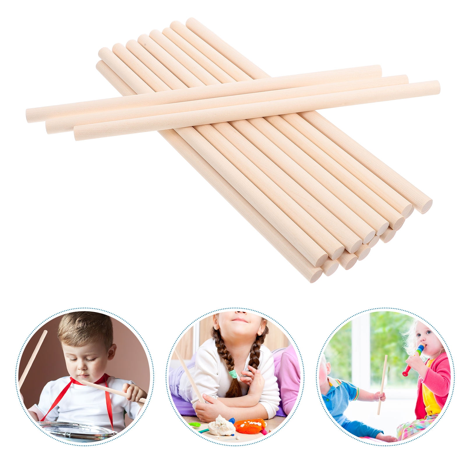 MLINS 20 Pcs Musical Sticks Rhythm for Kids Bulk Instrument Child Beige ...