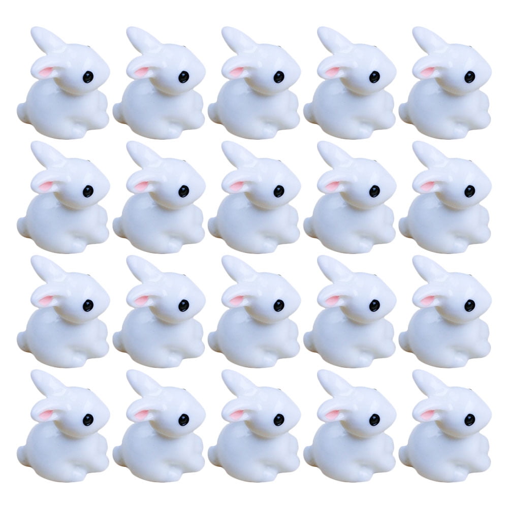 MLINS 20 Pcs Resin Craft Rabbit Statue Tiny Toys Mini Rabbits White ...
