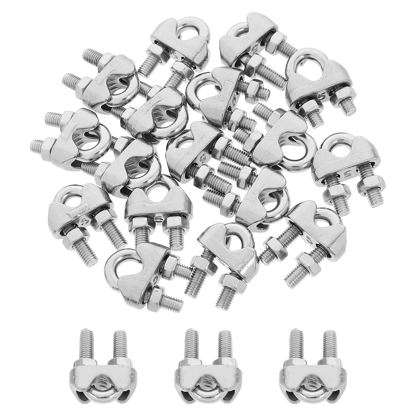 MLINS 20 Pcs Stainless Steel Wire Rope Clamp U-Shaped Cable Clamp Metal ...
