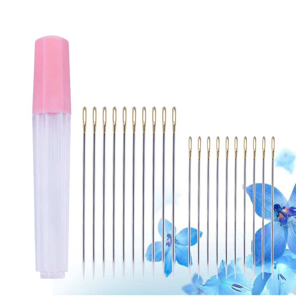 MLINS 20 Pcs Two Sizes Stainless Steel Needles Large Hole Golden Tail ...