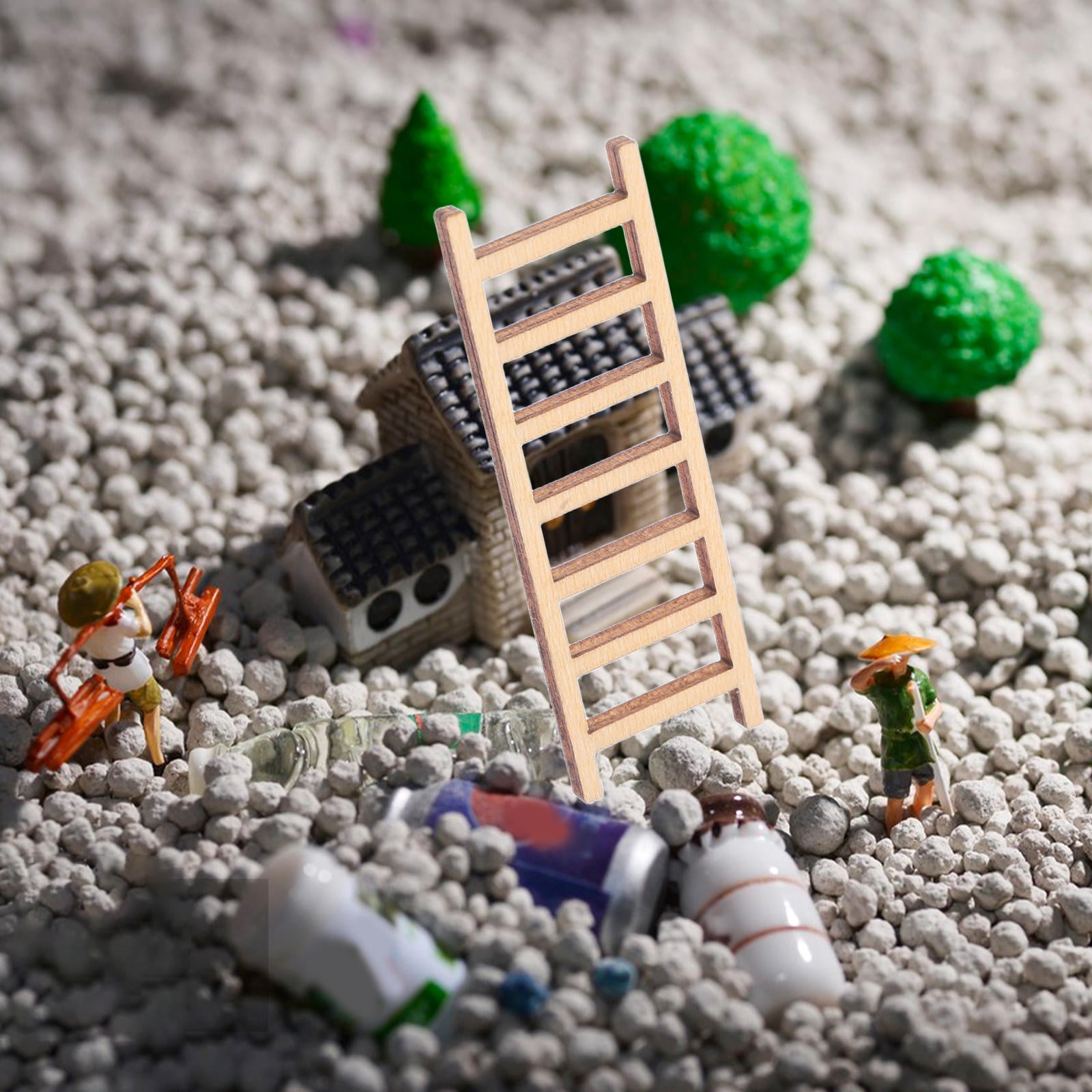 MLINS 20 Pcs Wooden Staircase Ornaments Ladder Layout Props for Mini ...