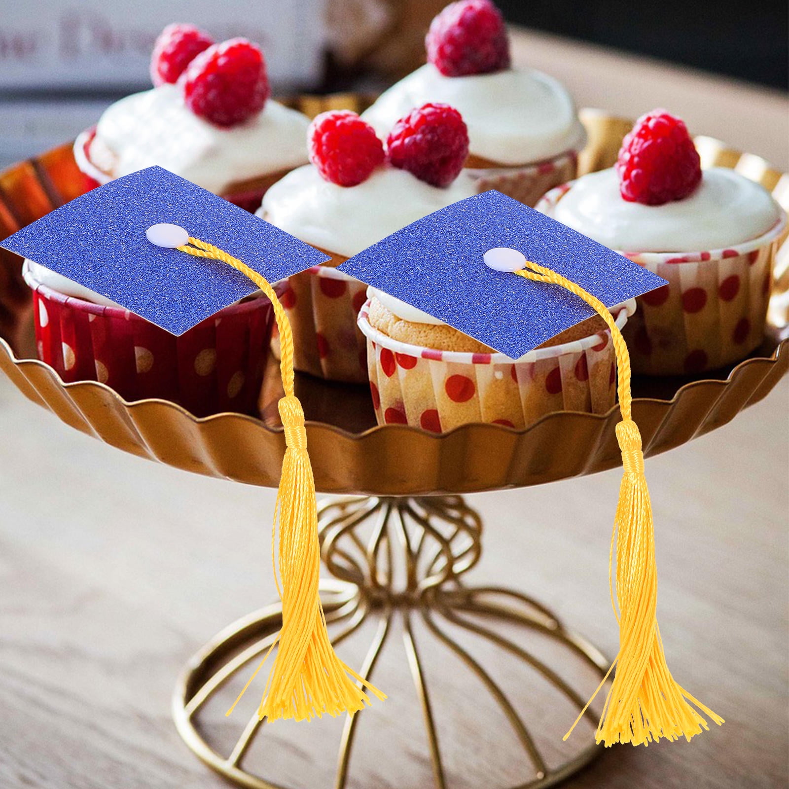 MLINS 20 Set Mini Blue Graduation Cap Cake Toppers Graduation Party ...