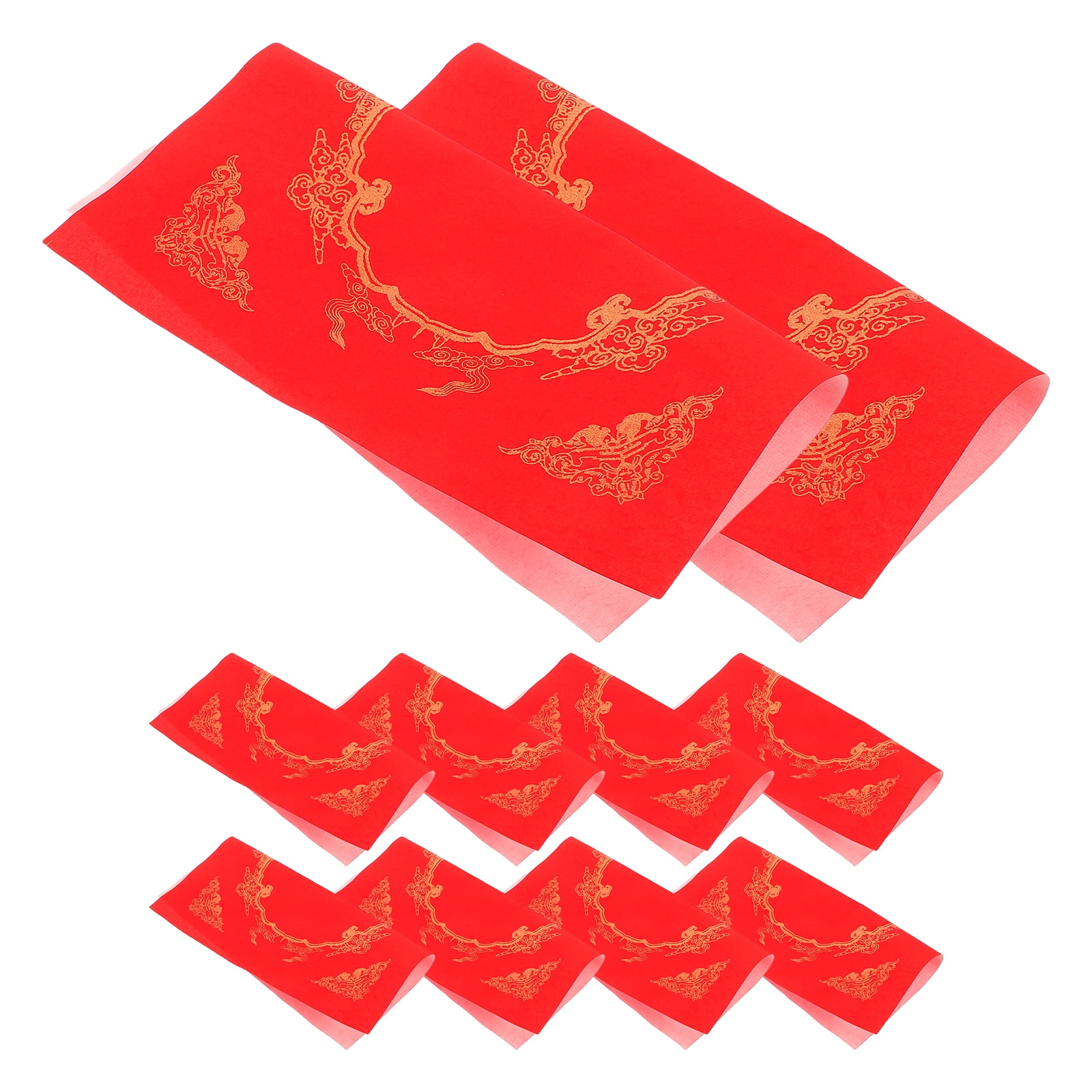 MLINS 20 Sheet Dragon and Phoenix Decoration Red Paper Spring Couplets ...