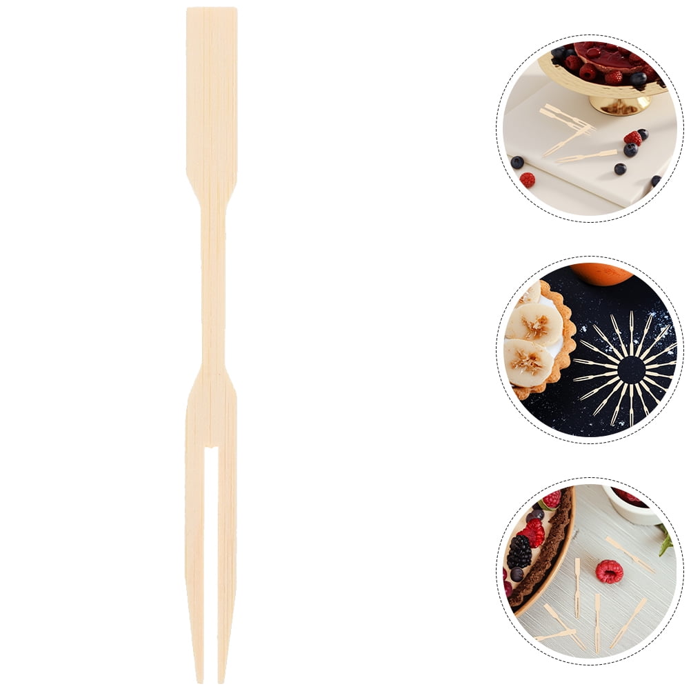 MLINS 200 Pcs Mini Bamboo Forks Small Dessert Forks Cocktails Forks ...