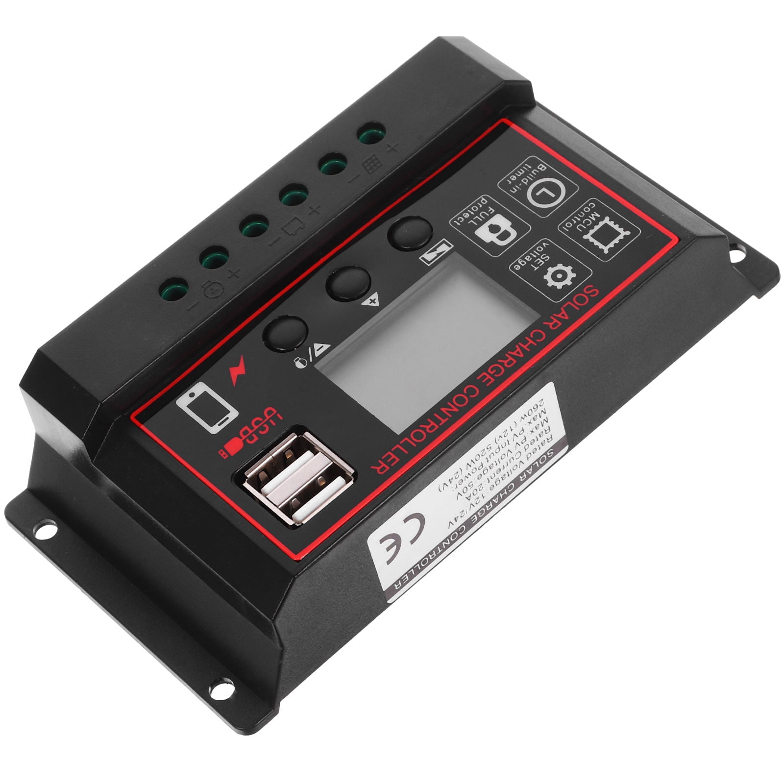 MLINS 20A 12V 24V Solar Cell Panel Controller Auto LCD Dual USB Solar ...