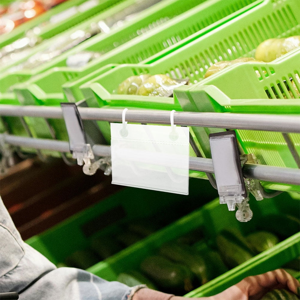 MLINS 20PCS Clear Plastic Price Tag Holders Double Closure Transparent ...