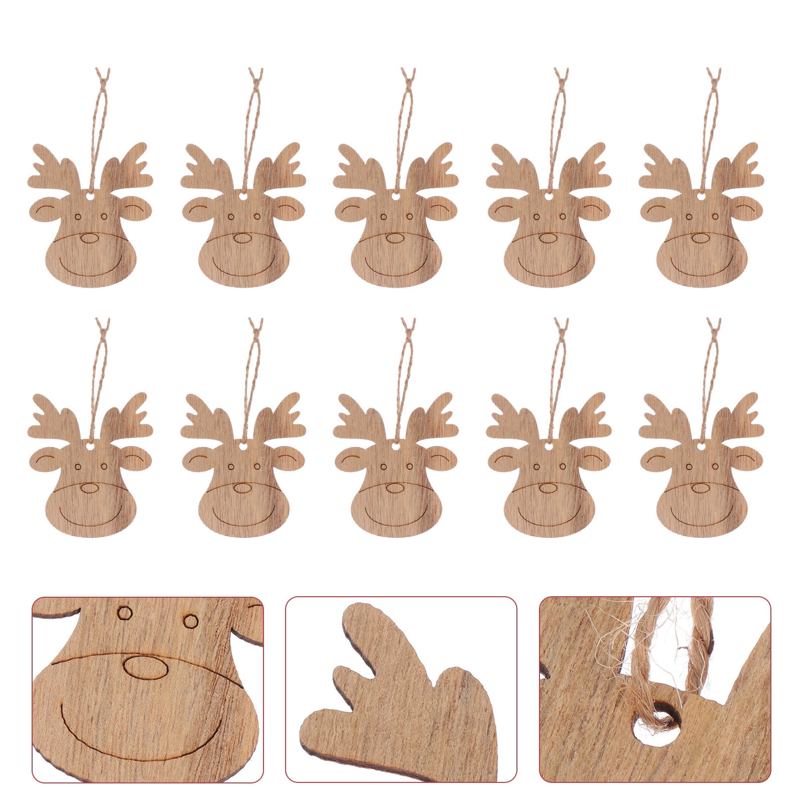 PTOOTP 20Pcs Unfinished Wooden Elk Cutouts Beige Craft Slices for Home ...