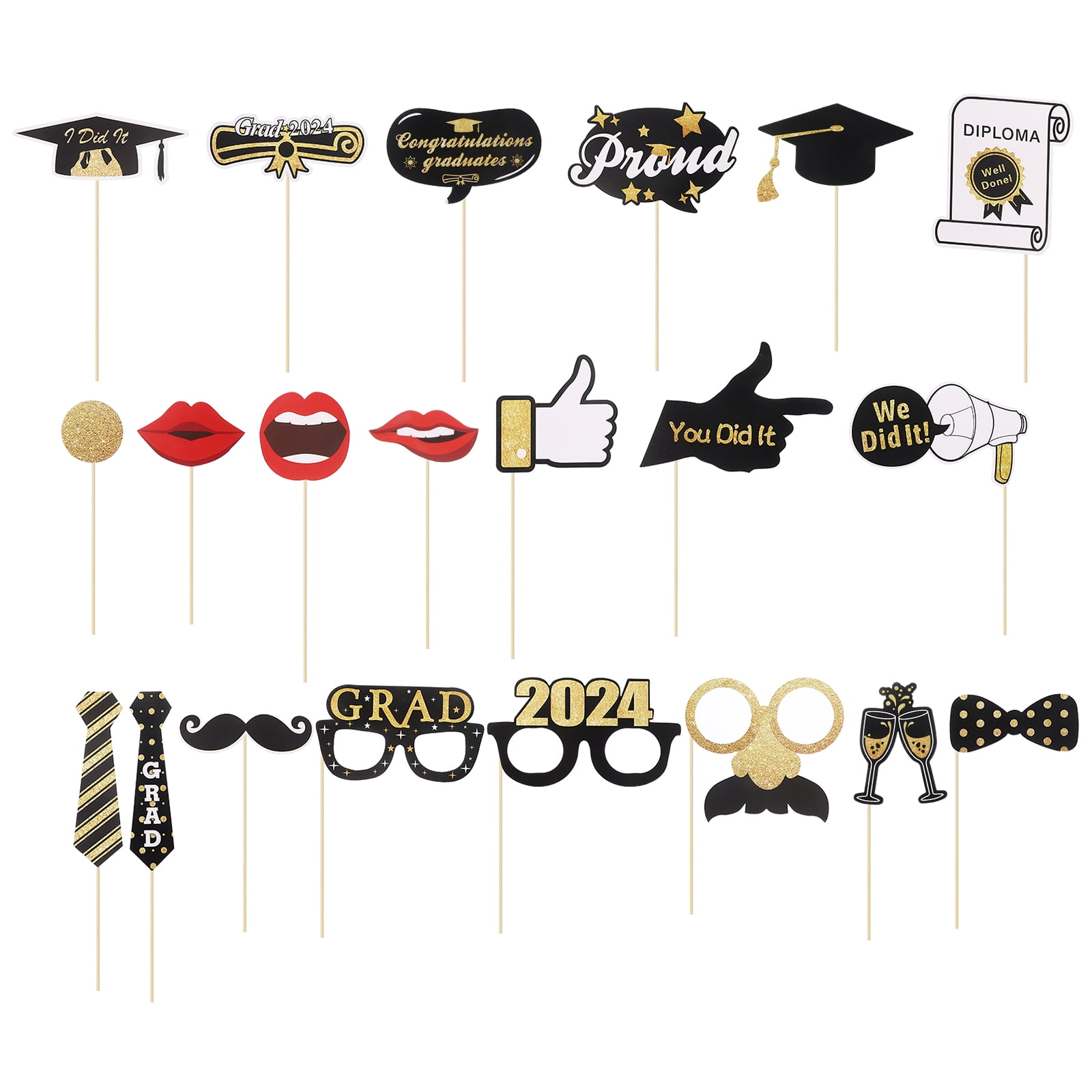 MLINS 20pcs Graduation Photo Booth Props Class of 2024 Decoration ...