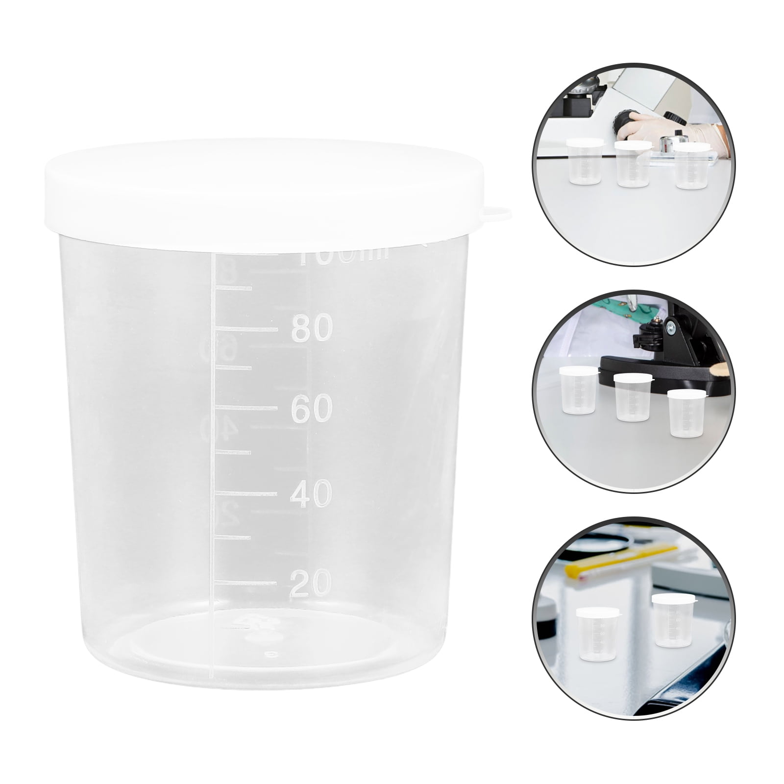 MLINS 20pcs Laboratory Sample Cup with Lid Portable Graduated Measuring ...