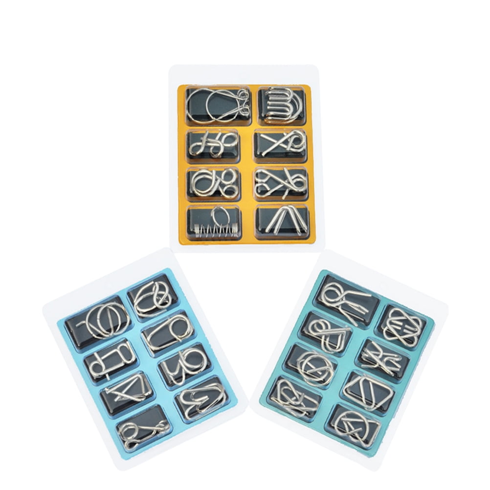 MLINS 24 Pcs IQ Test Toys Brain Teaser Metal Wire Puzzles Trick Toy ...