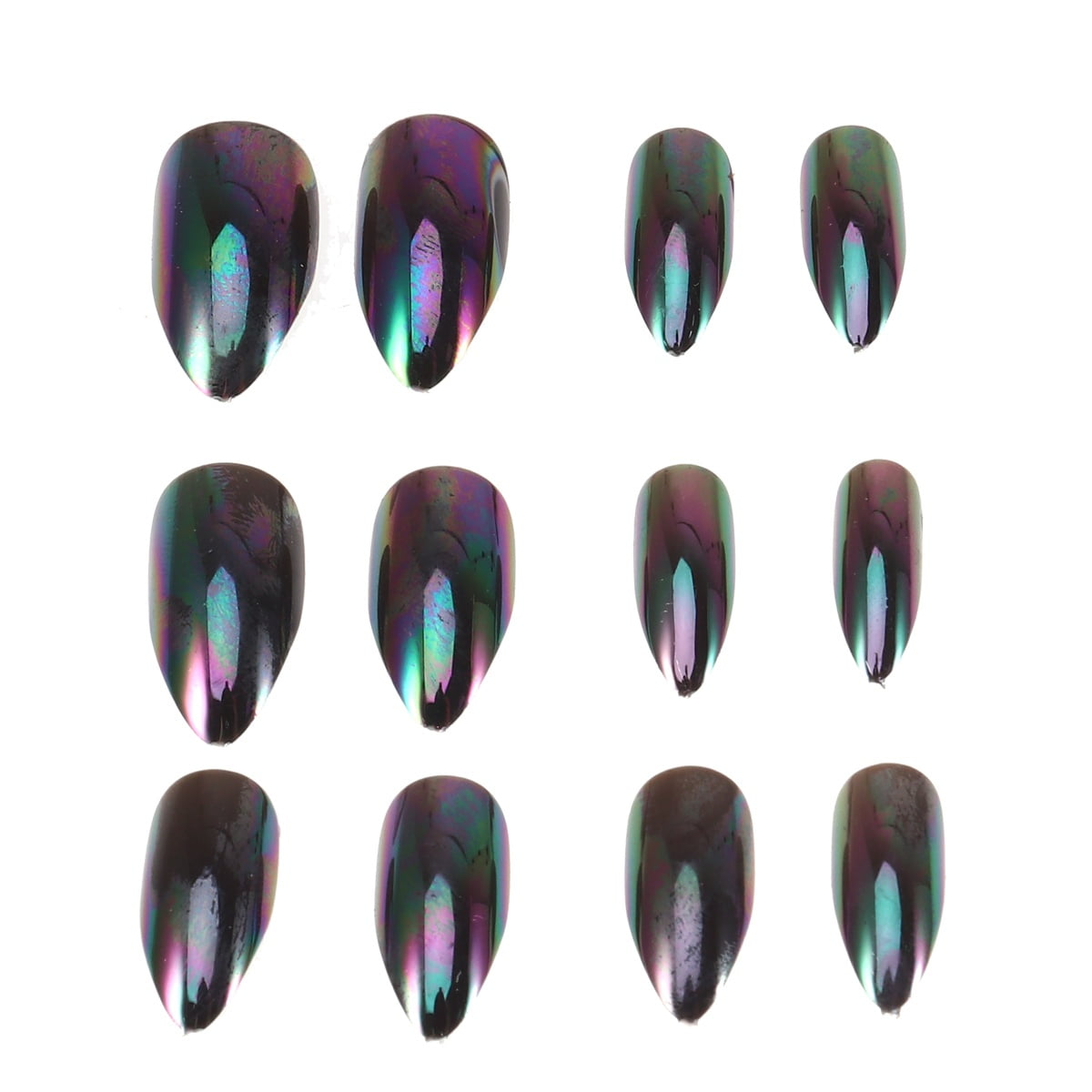 MLINS 24pcs Fake Nail Sticker Piece Gradual Change Color Mirror Surface ...