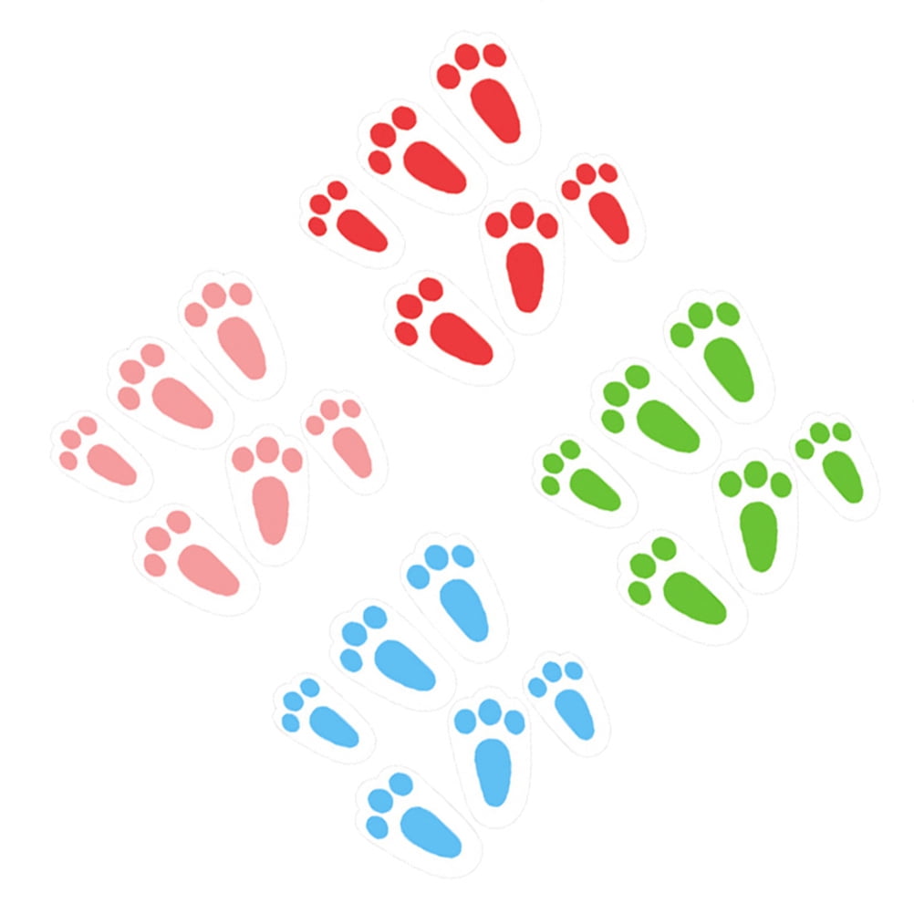 MLINS 24pcs Rabbit Paw Decals Easter Floor Clings Bunny Feet Decals for ...