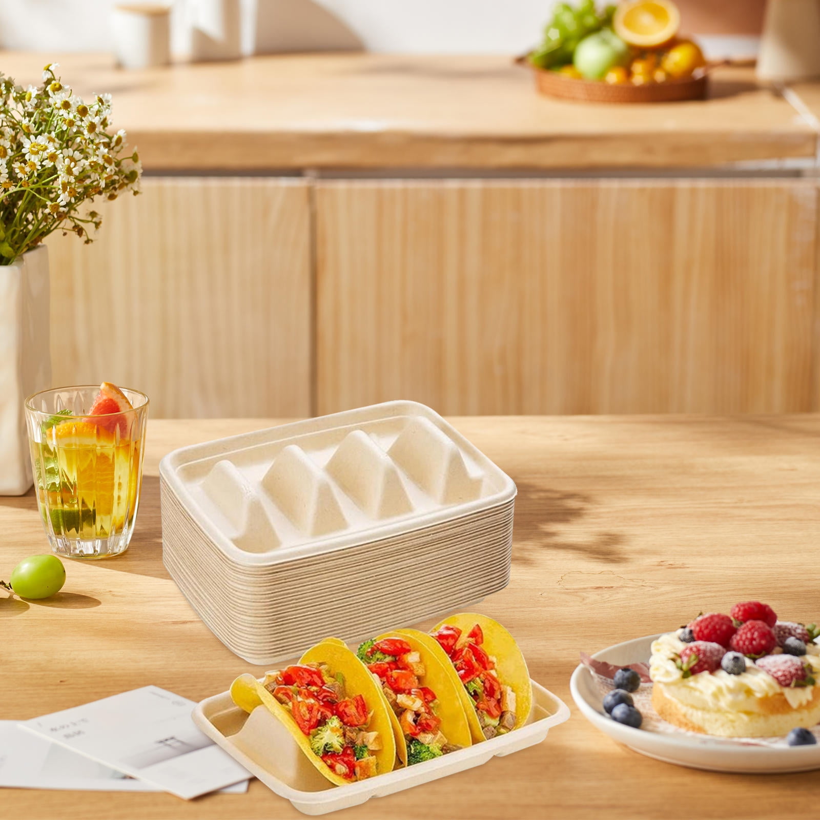 MLINS 25 Pcs Burrito Packaging Box 22.60X15.30X2.10CM Beige - Walmart.com