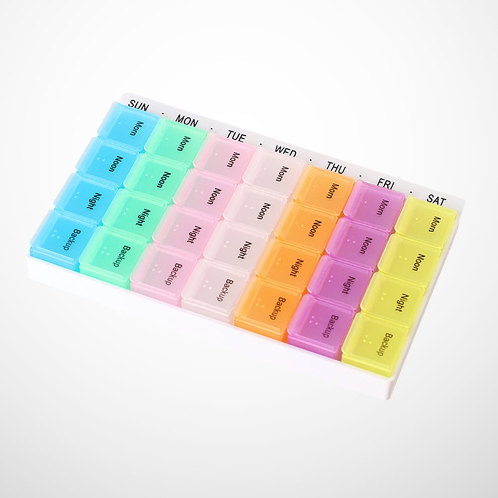 MLINS Assorted Color Weekly Medicine Planner with 4 Compartment Pill ...