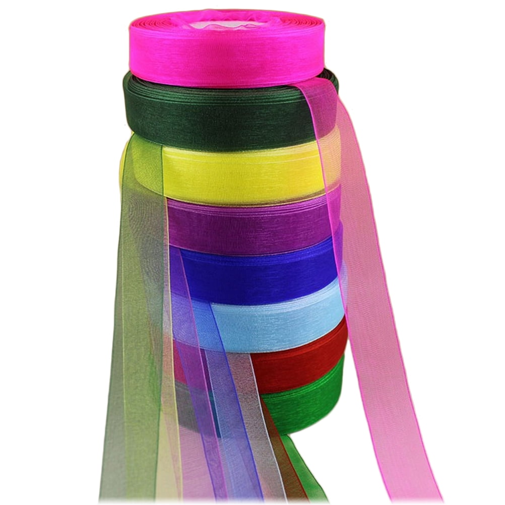 MLINS 2CM Colorful Chiffon Organza Ribbon Wedding Gift Packing Ribbon ...
