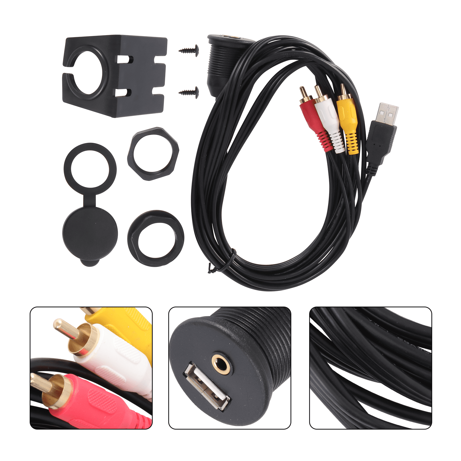 MLINS 2M/6.5ft Car Bike Boat Motorcycle Flush Mount USB & 3.5mm 1/8 ...