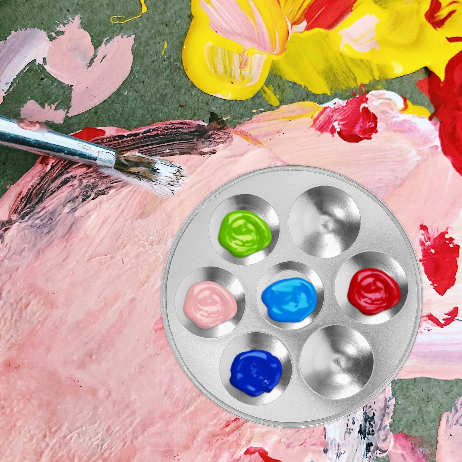 MLINS 2Pcs 6 Hole Aluminum Watercolor Mixing Trays Art Paint Palette ...